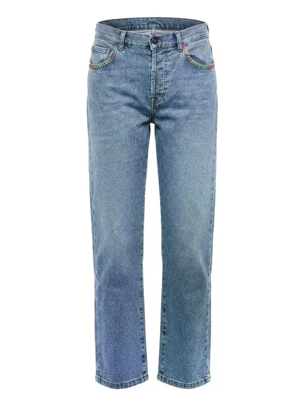 PAR.CO DENIM Embroidered Straight-leg Jeans - Blue