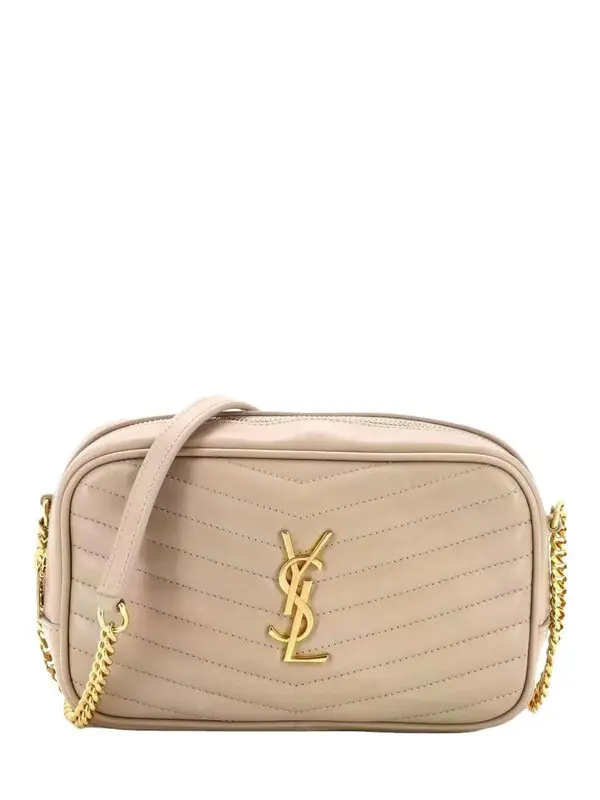 Saint Laurent Lou Camera Bag Matelasse Chevron Leather Mini Crossbody Bag - Neutrals
