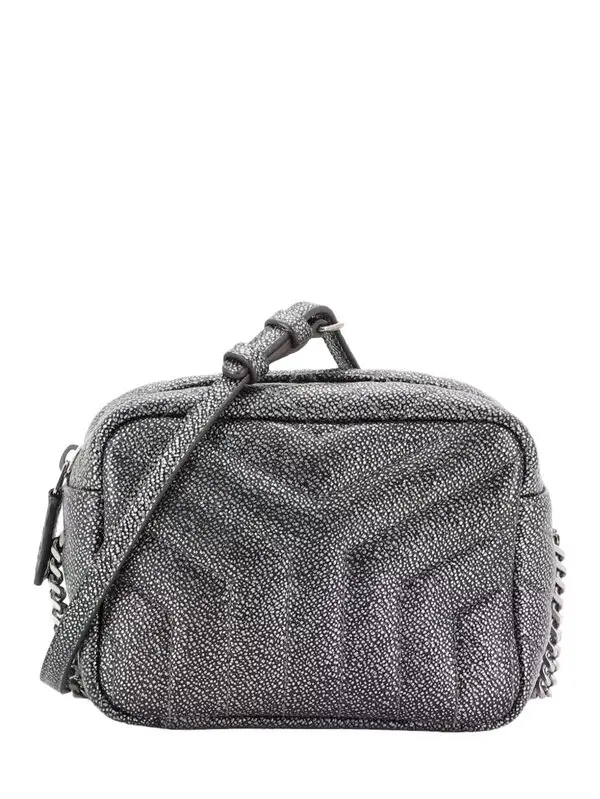 Saint Laurent Loulou Mini Bowling Bag Matelasse Chevron Leather Crossbody Bag - Silver