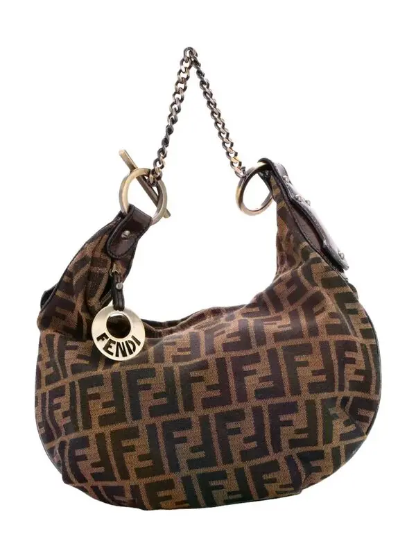 Fendi Chef Chain Zucca Canvas Mini Hobo Bag - Brown