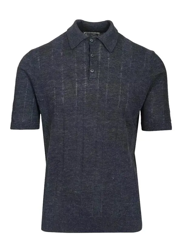 AL DUCA D’AOSTA 1902 Ribbed-knit Polo Shirt - Blue