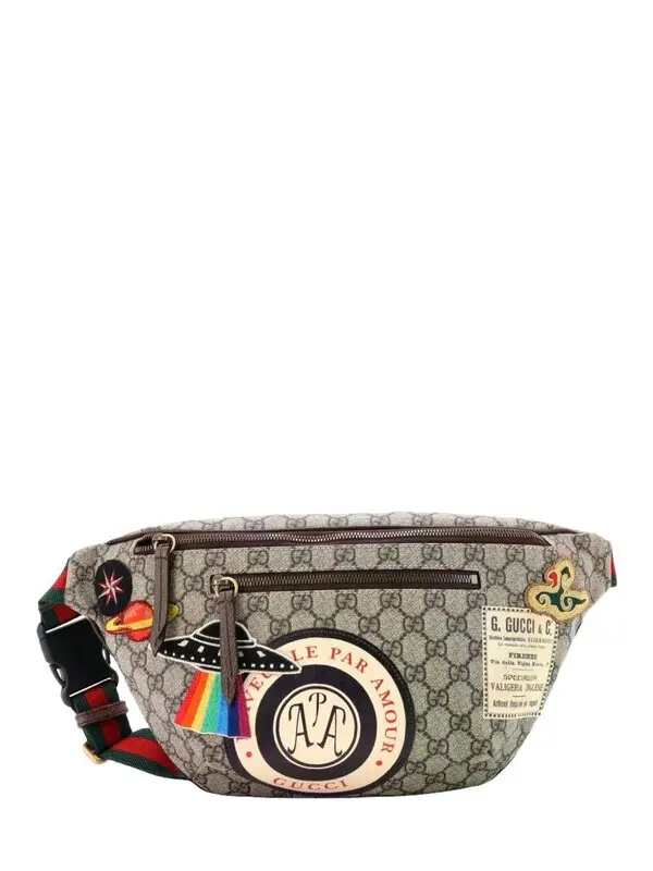 Gucci Courrier Zip Gg Coated Canvas Belt Bag With Applique - Brown