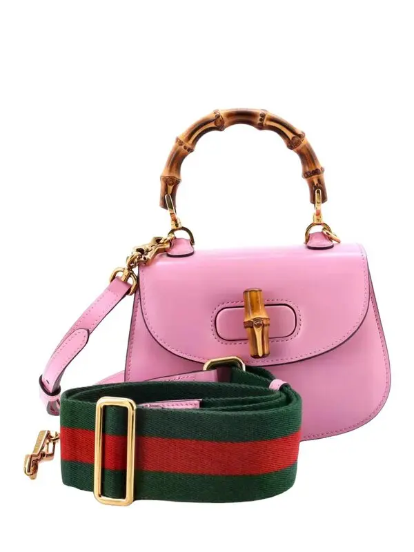 Gucci Bamboo 1947 Top Handle Bag Leather Mini Shoulder Bag - Pink