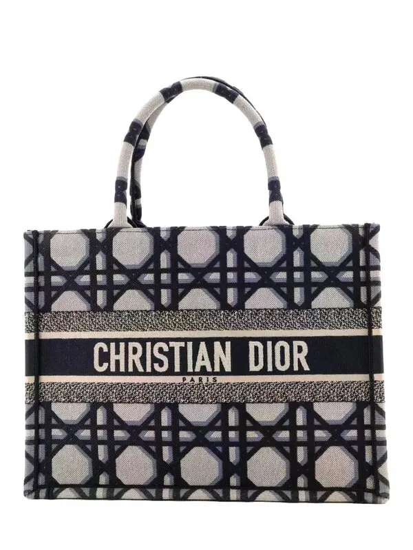 Dior Book Macrocannage Canvas Medium Tote Bag - Blue
