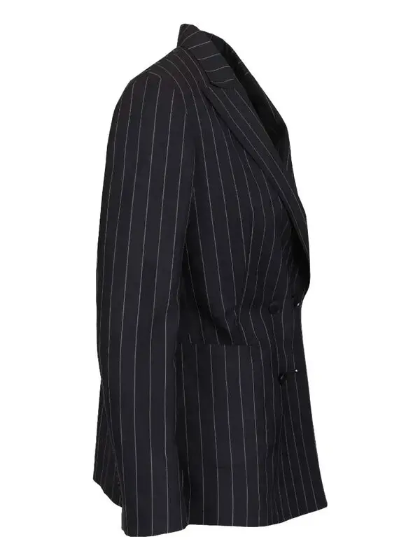 LATORRE Double-breasted Pinstripe Jacket - Black