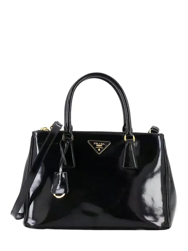 Prada Spazzolato Leather Double Zip Satchel - Black