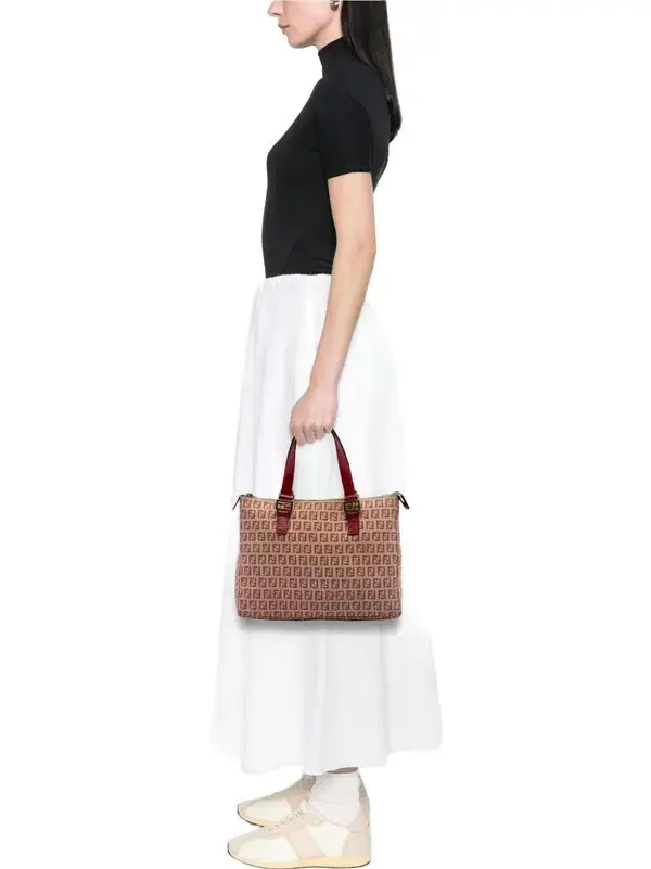 Fendi Zucchino Canvas Tote Bag - Red