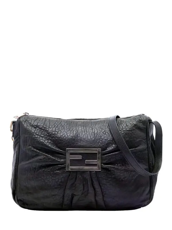 Fendi Large Leather Mia Crossbody Bag - Black
