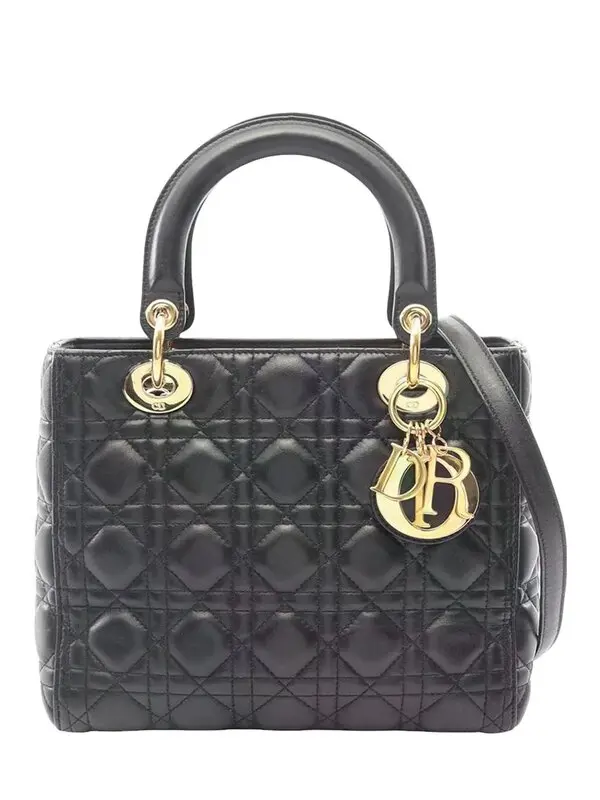 Dior Lambskin Cannage Lady Satchel - Black