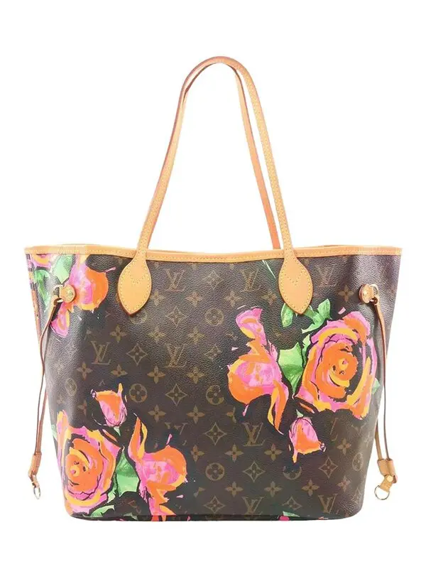 LOUIS VUITTON 2008 Monogram Roses Neverfull Mm Tote Bag - Brown