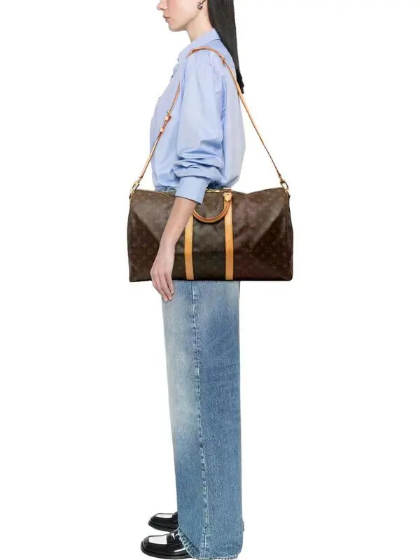 LOUIS VUITTON Monogram Keepall Bandouliere 50 Travel Bag - Brown