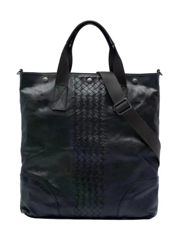 Bottega Veneta Intrecciato Convertible Tote Satchel - Black