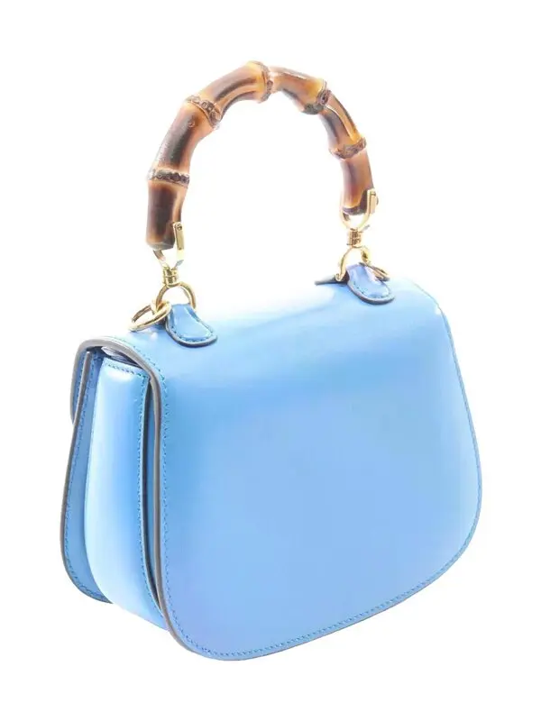 Gucci 1947 Bamboo Top Handle Bag Satchel - Blue