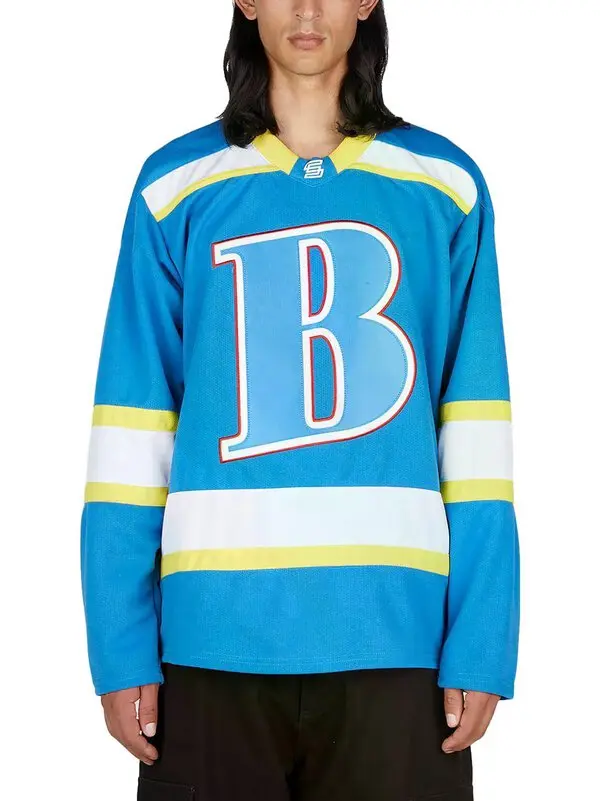 BETTER GIFT SHOP Hockey Logo-patch Colourblock T-shirt - Blue