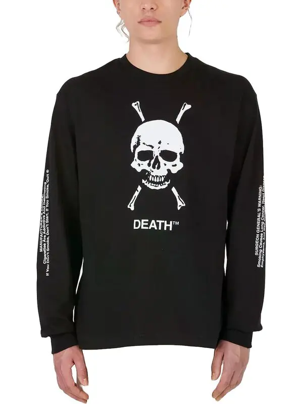 DEATH CIGARETTES Graphic Print Crewneck Sweatshirt - Black