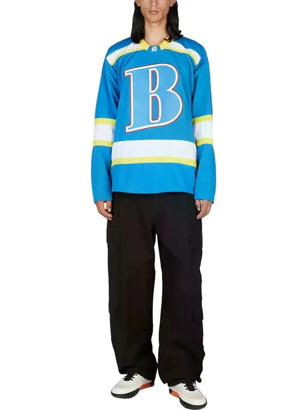 BETTER GIFT SHOP Hockey Logo-patch Colourblock T-shirt - Blue