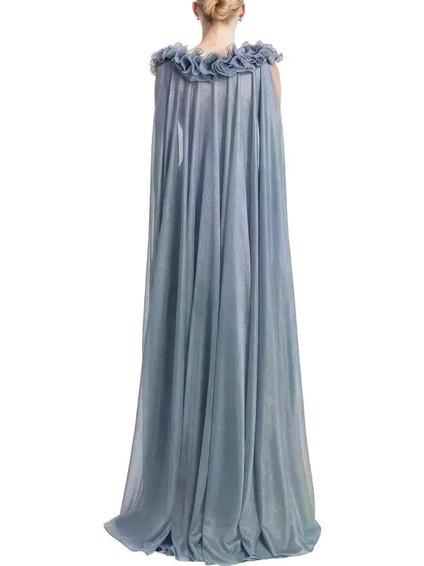 GEMY MAALOUF Dusty Embellished Ruched Gown - Blue