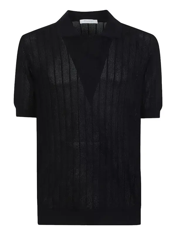 CRUCIANI Open-knit T-shirt - Blue
