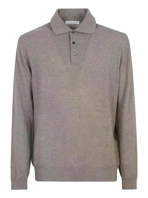 CRUCIANI Long-sleeve Polo Shirt - Neutrals