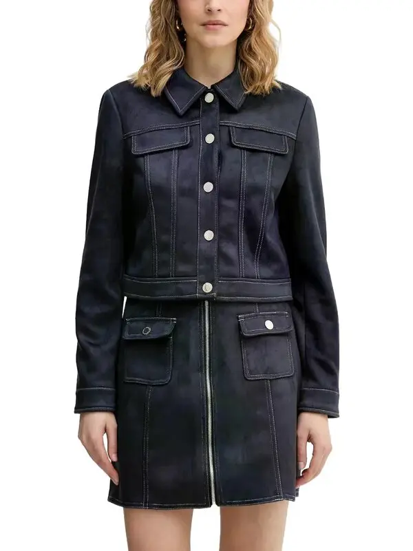 MORGAN Contrast-stitch Suede Jacket - Blue