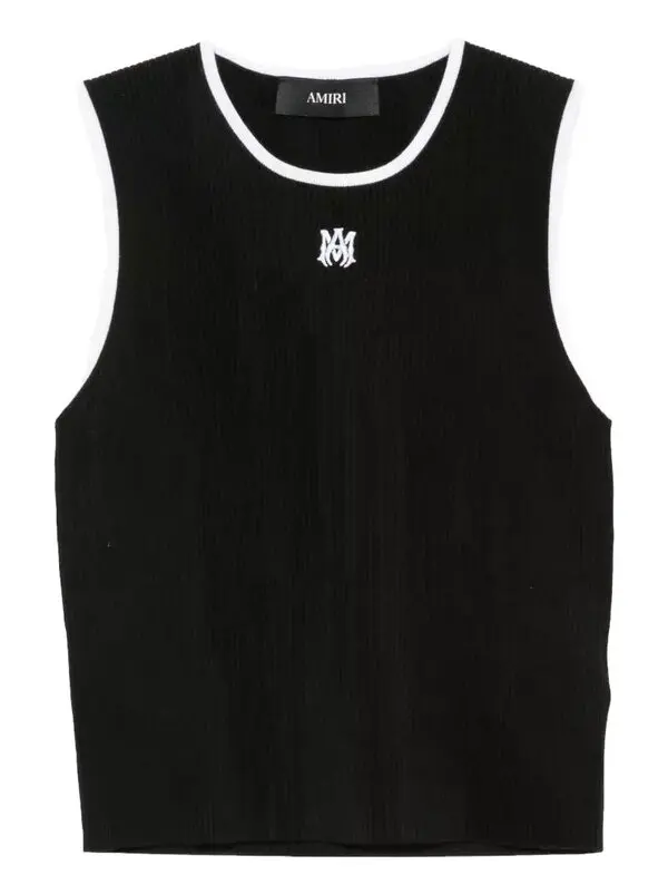 Amiri Logo-embroidered Ribbed Tank Top - Black