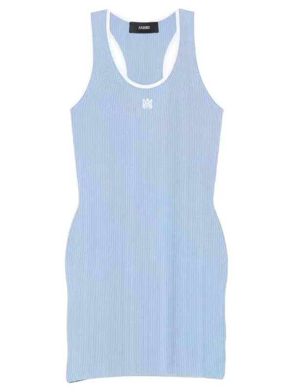 Amiri Ribbed-knit Mini Dress - Blue