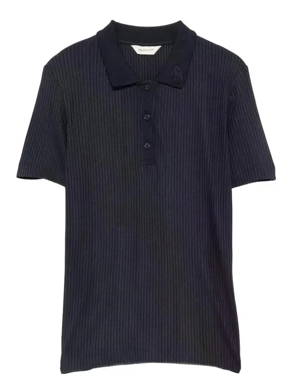 Gant Ribbed Knit Polo Shirt - Blue