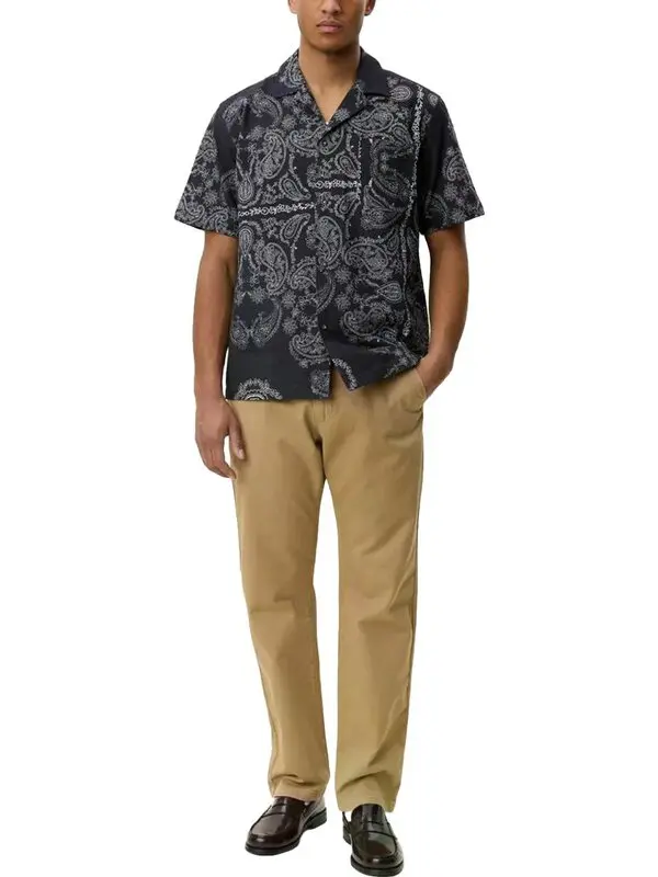 LES DEUX Paisley-print Short-sleeve Shirt - Black