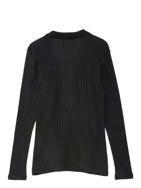 Marc O'polo Ribbed Knit Long-sleeve Polo Top - Blue