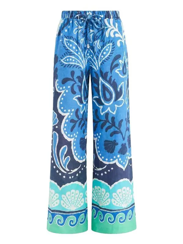 BANANA MOON Paisley Print Drawstring Palazzo Pants - Blue