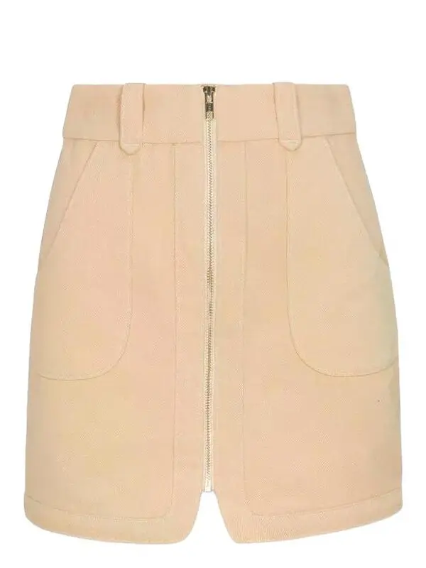 HEVRON Nora Zip-up Mini Skirt - Neutrals