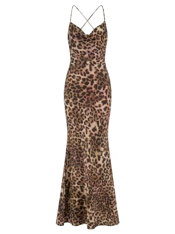 ACTUALEE Leopard-print Maxi Dress - Brown