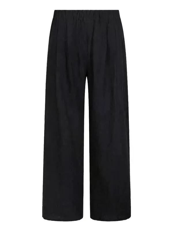 Apuntob Crinkled Effect Linen Trousers - Black