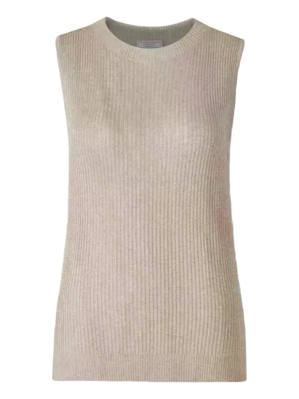 Peserico Ribbed Knit Sleeveless Top - Neutrals