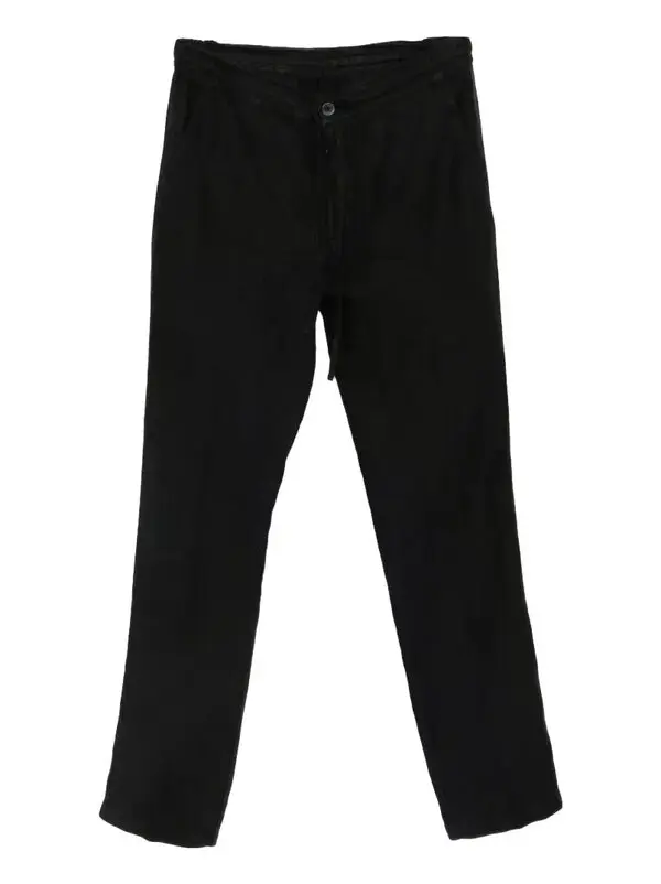 120% Lino Linen Drawstring Trousers - Black