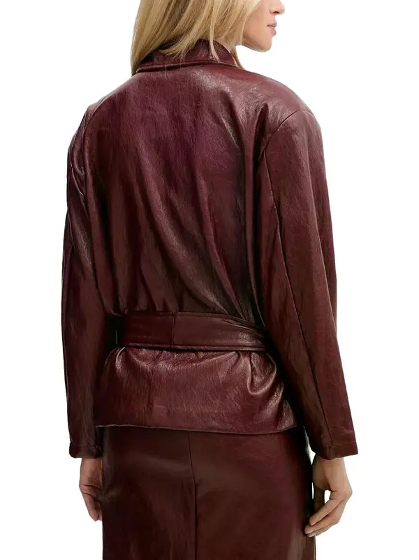 HAVEONE Belted Zip-up Jacket - Red