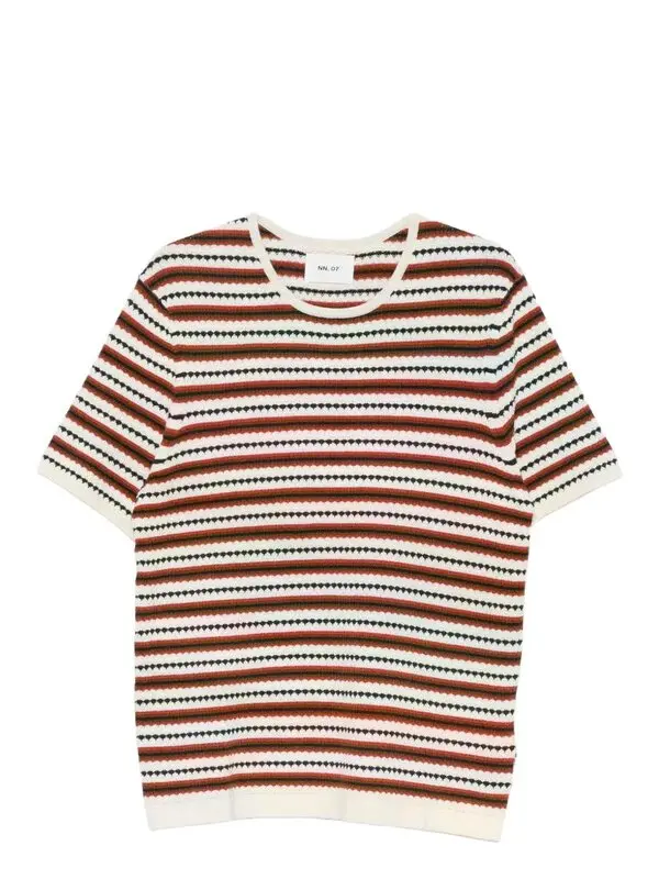 Nn07 Bari 6686 Striped T-shirt - Neutrals