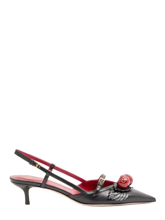 Valentino Garavani Slingback Pumps In Kidskin - Black