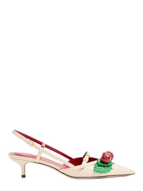 Valentino Garavani Slingback Pumps In Kidskin - Butter/multicolour