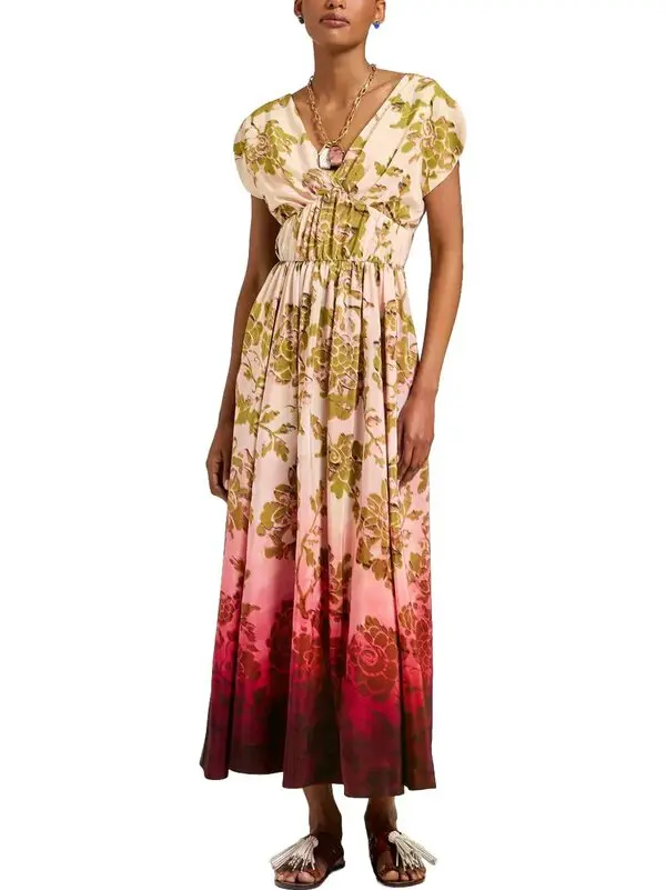 La DoubleJ Oasis Ombré Crepe De Chine Waldorf Dress - Neutrals