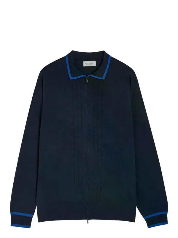 John Smedley Albie Contrast-trim Zip-up Cardigan - Blue