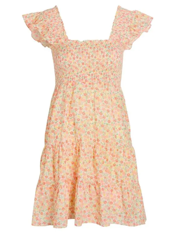 Rixo Shirred Bodice Dress - Neutrals