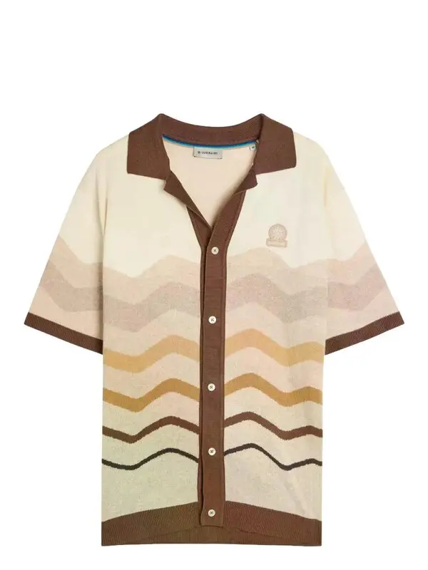 SANDBANKS Chevron-knit Short-sleeve Sweater - Neutrals