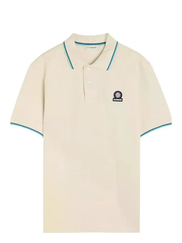 SANDBANKS Logo-patch Tipped Polo Shirt - Neutrals