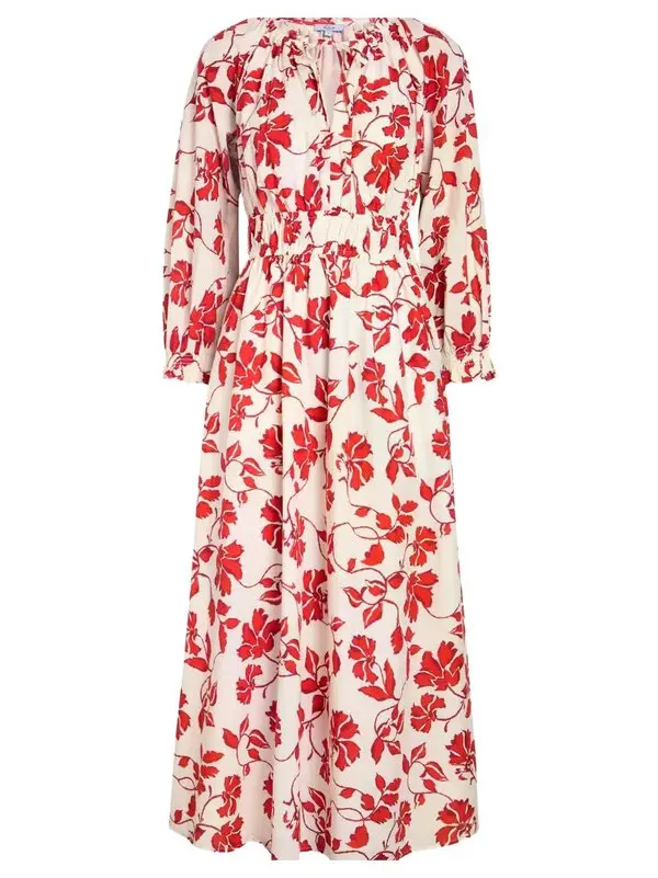 Rails Matia Floral-print Smocked-waist Midi Dress - Neutrals