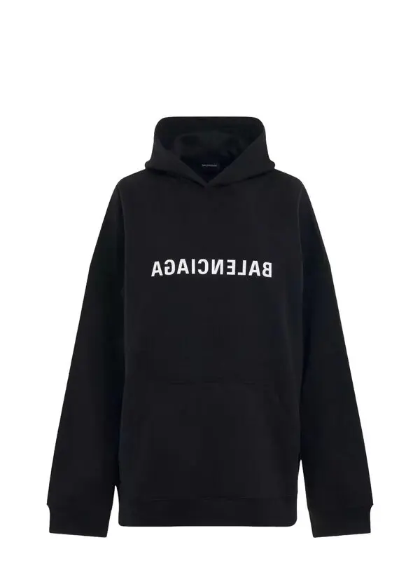 Balenciaga Mirror-print Wide-fit Hoodie - Black