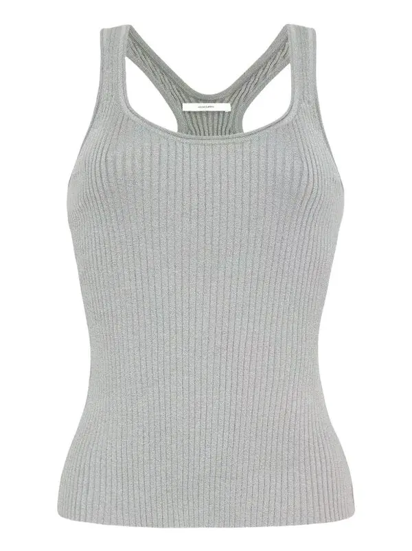 Adam Lippes Ribbed Knit Racerback Tank Top - Grey