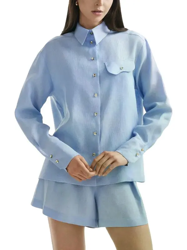 MIA PECULIAR Wave Linen Shirt - Blue