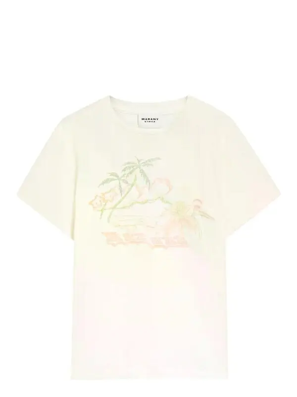 MARANT ETOILE Etoile Graphic Print Cotton T-shirt - Neutrals