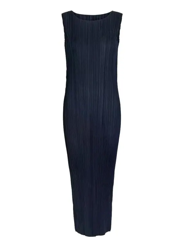 Issey Miyake Pleated Sleeveless Maxi Dress - Blue